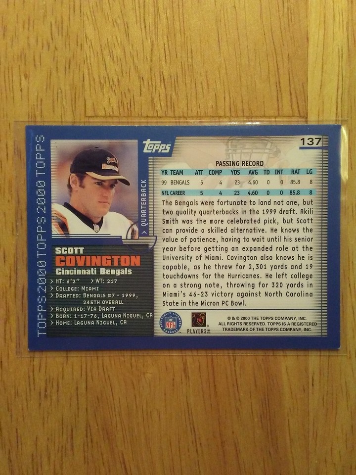 2000 Topps Scott Covington #137 - Cincinnati Bengals | eBay