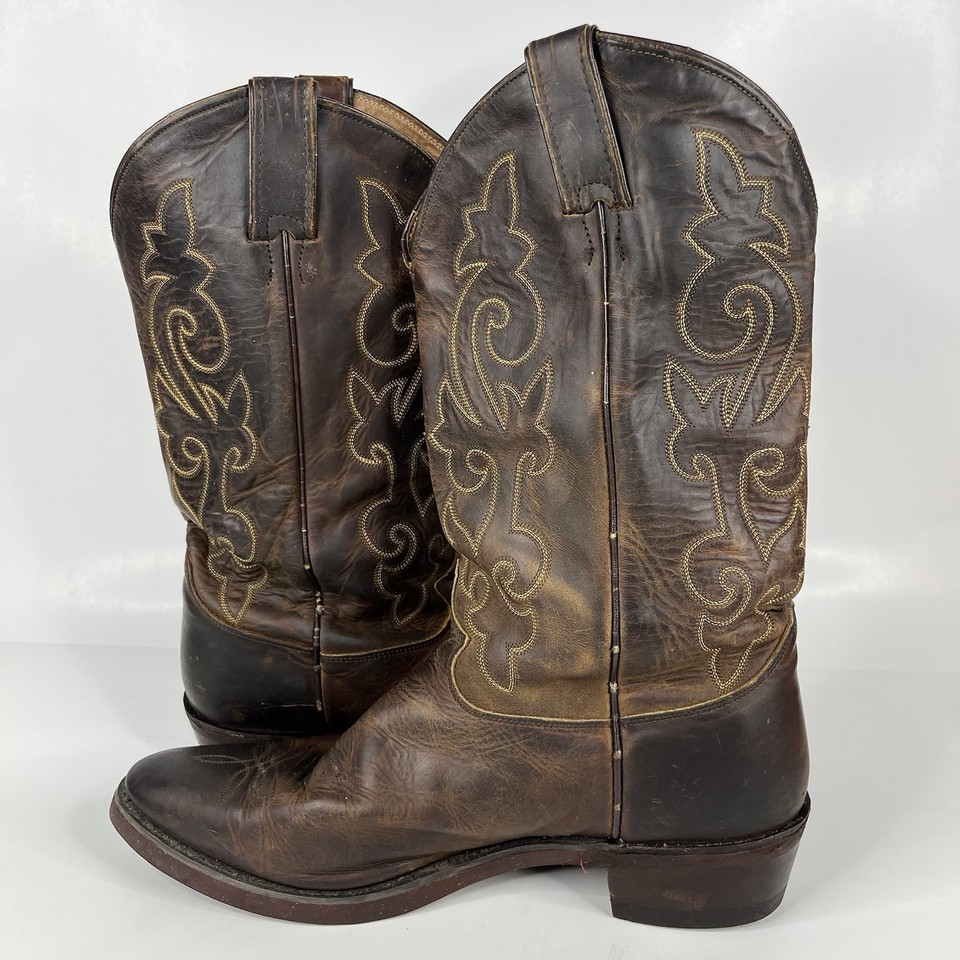 Justin Boots Mens Bay Apache Western Cowboy Rancher Brown 2253 Size 12 ...