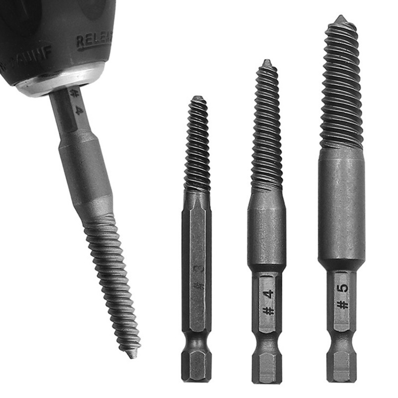 5x Spiral Flute Bolt Extractor Hex Shank Screw Extractor for Remove ...