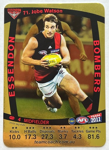 2011 Teamcoach Gold card - Jobe Watson No.71 Essendon | eBay
