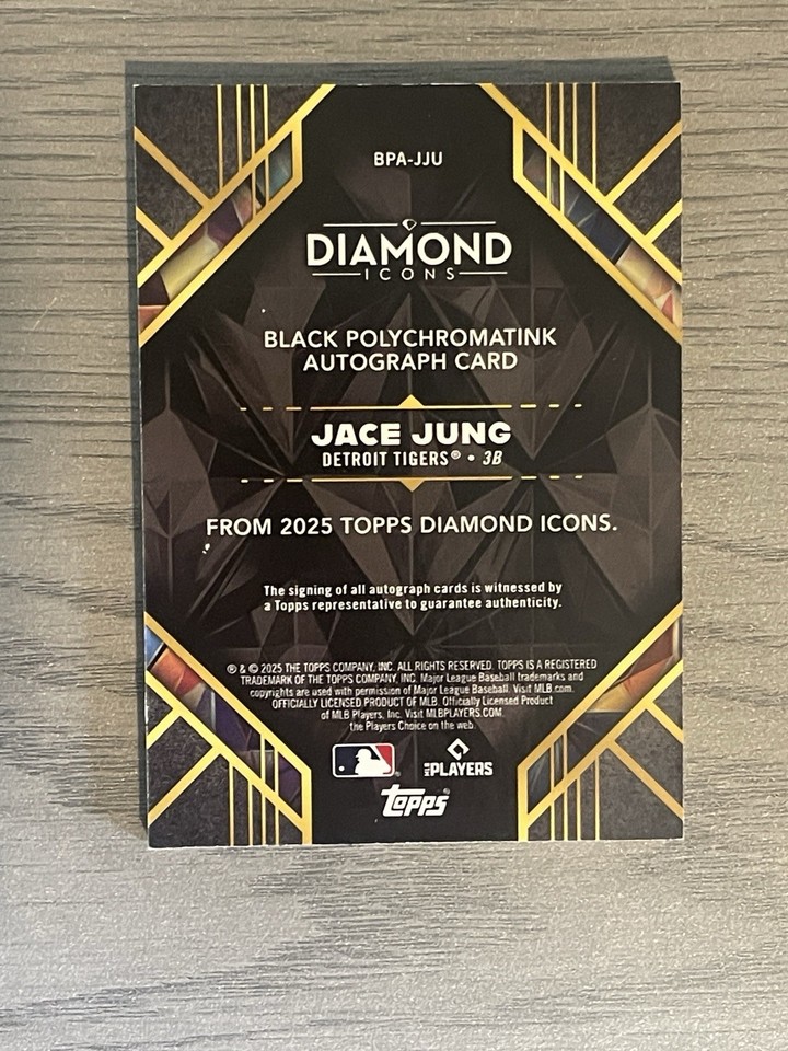 2025 Topps Diamond Icons Jace Jung Black PolychromatINK Gold Ink Auto ...