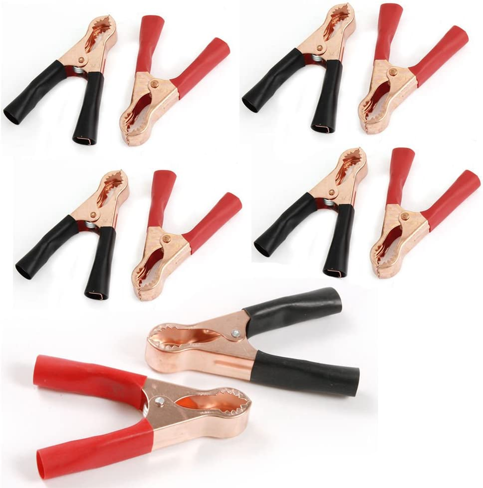 Insulated Alligator Clips Durable Heavy Duty Black & Red Boot Metal ...