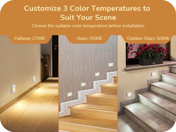 EDISHINE 6-Pack 2.5W Dimmable LED Step Lights, Indoor/Outdoor Stair ...