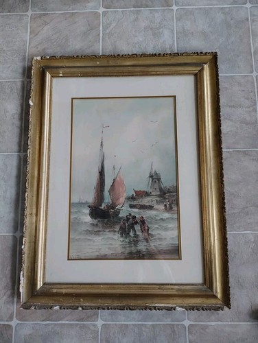 Theodore Alexander Weber German 1838-1907 Nautical Boat Harbor ...