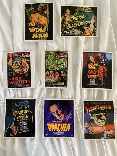 8 Vintage Horror Classic Movie Characters Poster Set Movie Wall Art ...