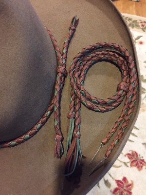 HANDMADE HAT BAND BRAIDED LEATHER WESTERN HATBAND STAMPEDE SET BROWN ...