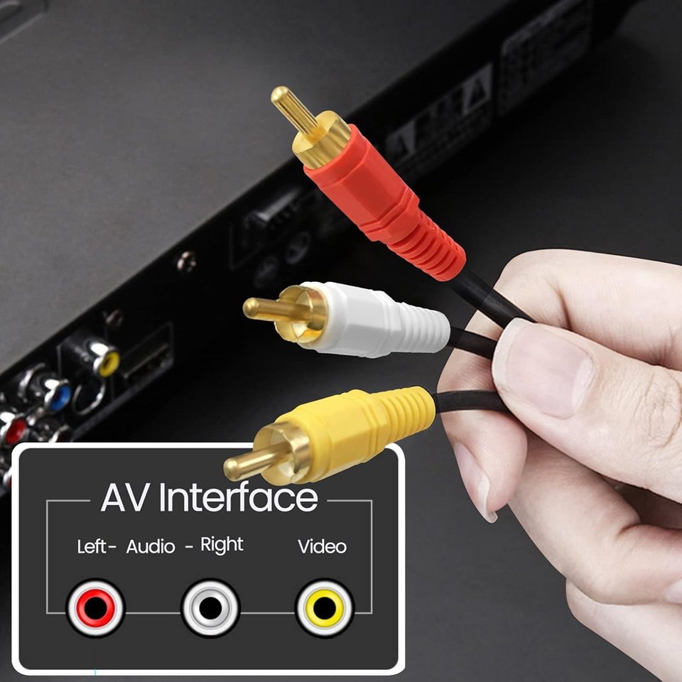 3 RCA Male to Plug Cable Lead PHONO Audio & Video Composite AV TV/DVD ...