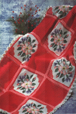 FLORAL TAPESTRY CROSS STITCH AFGHAN HOME DECOR CROCHET PATTERN ...