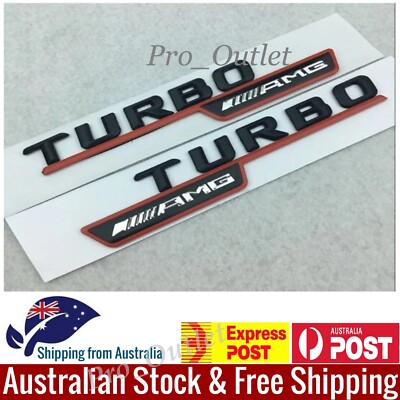2x Turbo AMG Logo for all Mercedes models black red emblems AUS Stock ...