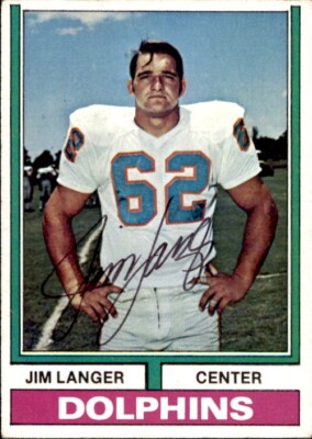 Jim Langer 1974 Topps 397 Signed Football Card Miami Dolphins South ...