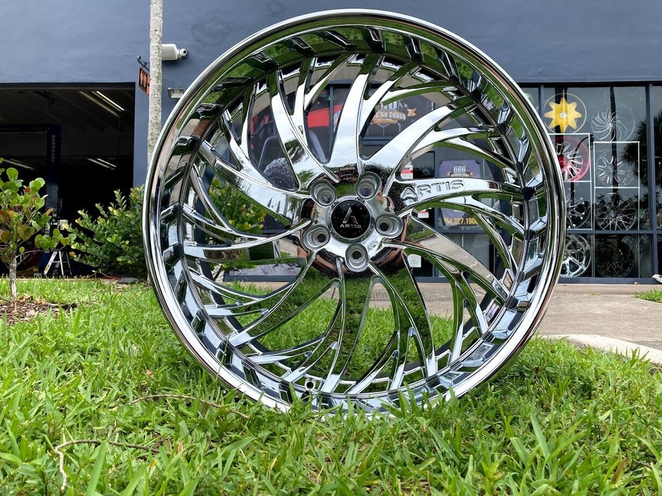 24" Artis Decatur Chrome Wheels 5x115 24x9 High Offset Forgiato Lexani ...
