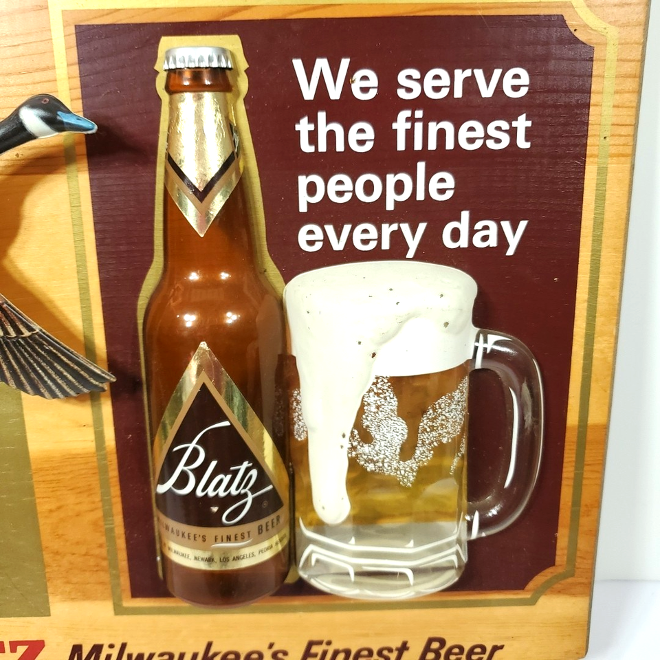 1960’s BLATZ Beer Wooden Calendar 3D Bottle Goose In Flying Motion Bar ...