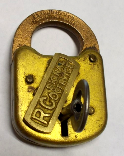 Vintage Brass E.T. Fraim Lock Co. R. Co. Signal Service Padlock with ...