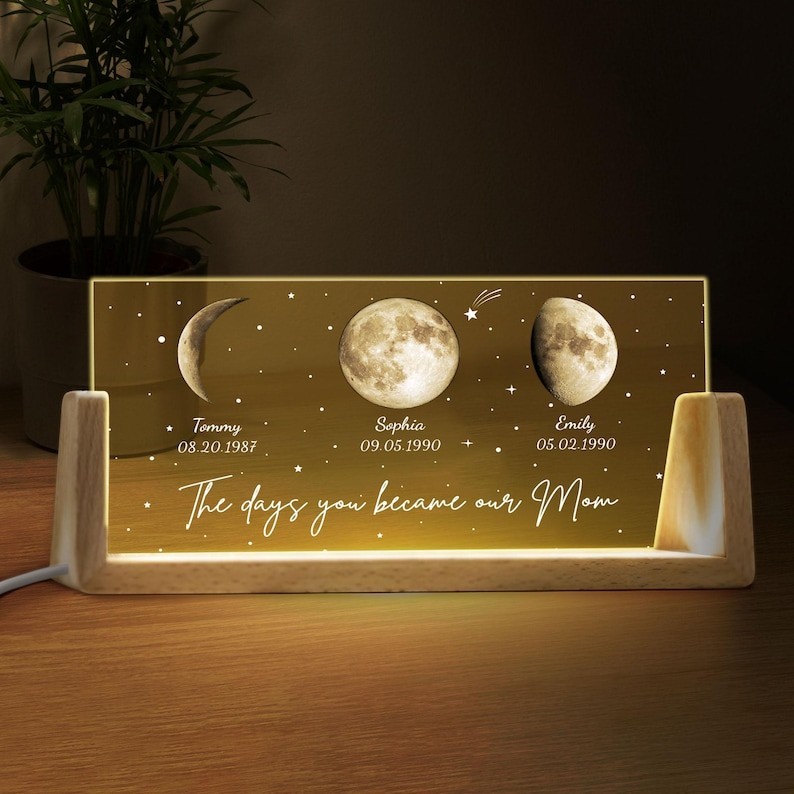 Custom Moon Phase Night Light – Personalized Gift with Kids’ Names for ...