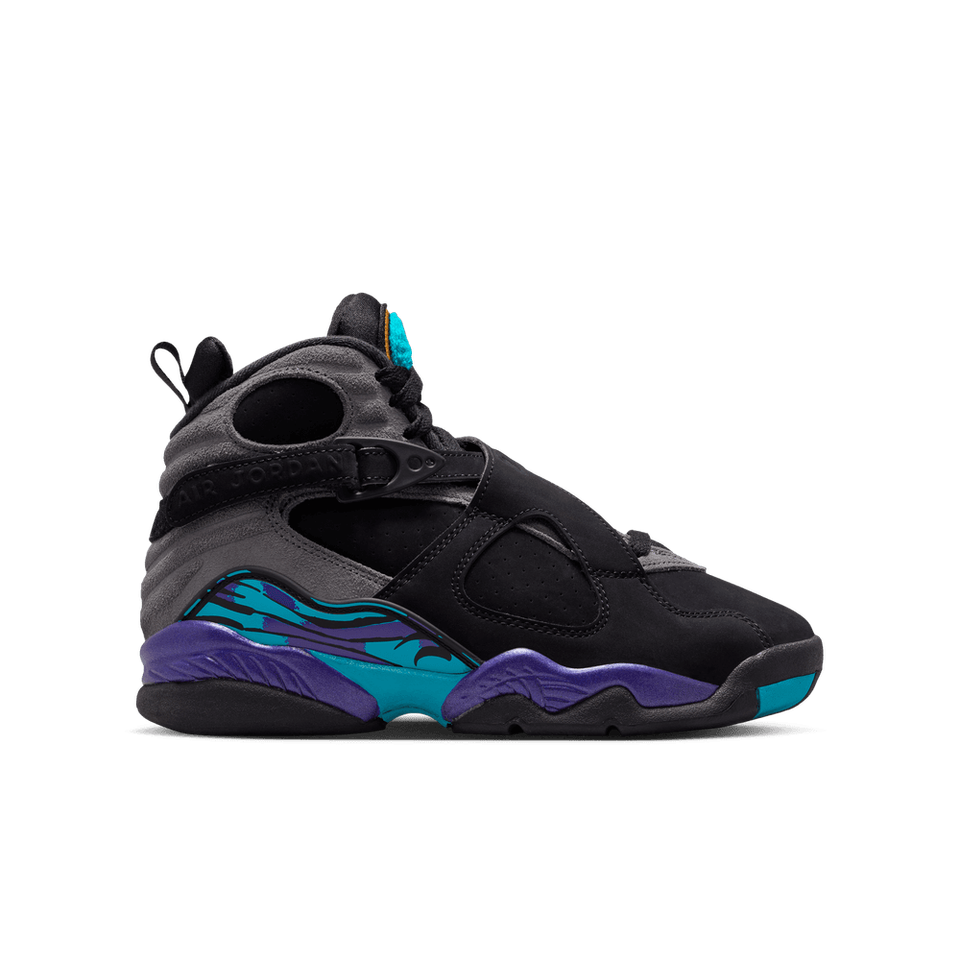Nike Air Jordan 8 Retro (GS) Shoes Black Auqatone Gray 305368-006 Multi ...