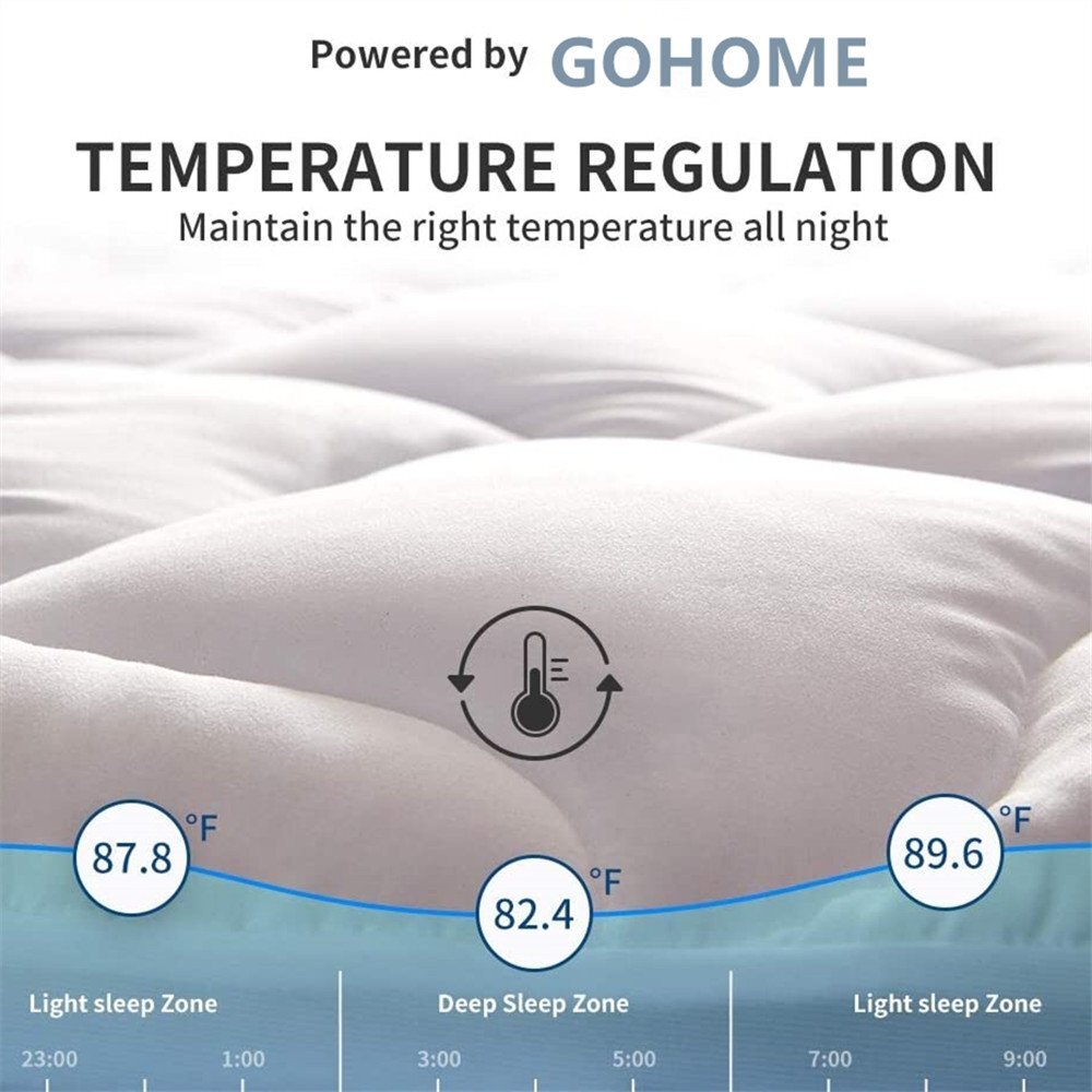 Pillowtop Matress Mattress Topper Protector 1000GSM Pad Cover 45cm ...