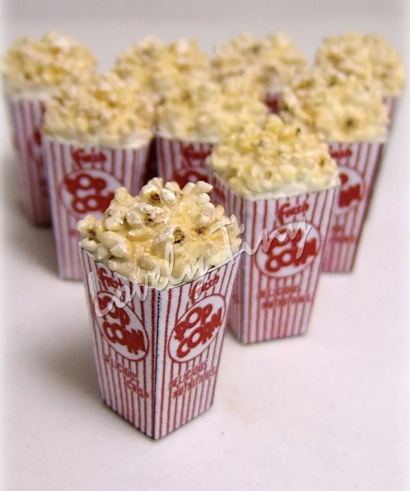 Barbi Dollhouse Miniature Food Mini Popcorn Buckets Boxes Bags Tiny Lot ...