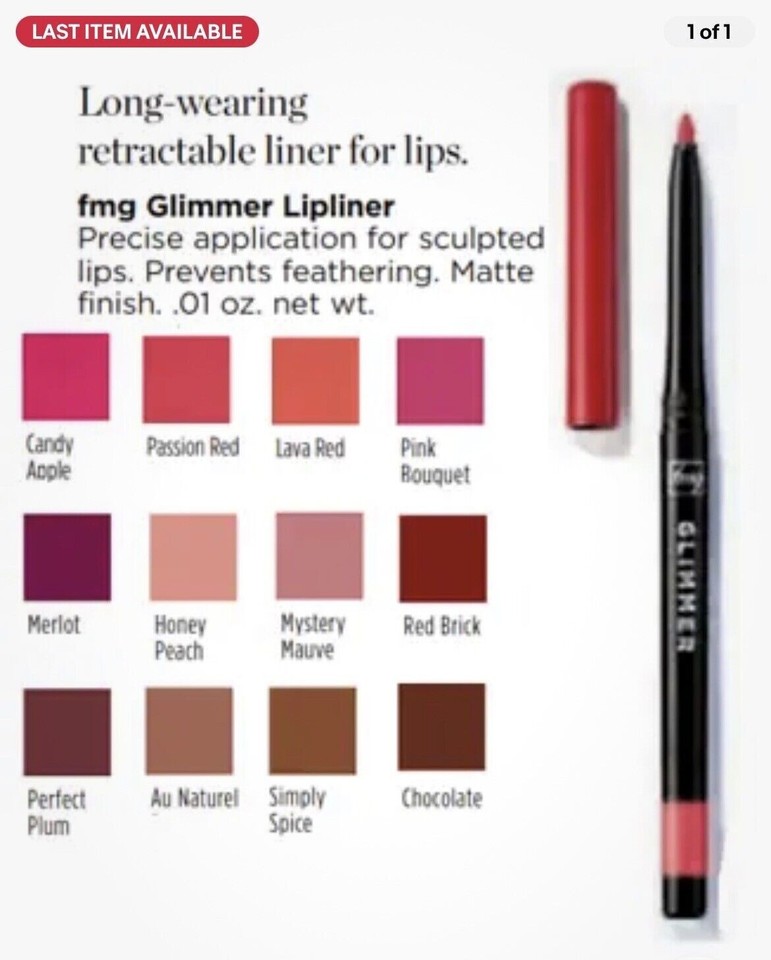 Avon fmg Glimmer retractable Lip Liner Matte Finish Passion Red Sealed ...