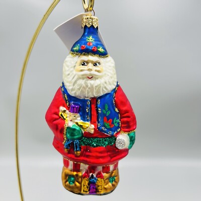 MIA Santa Claus Scandinavian Christmas Blown Glass Poland Glitter ...