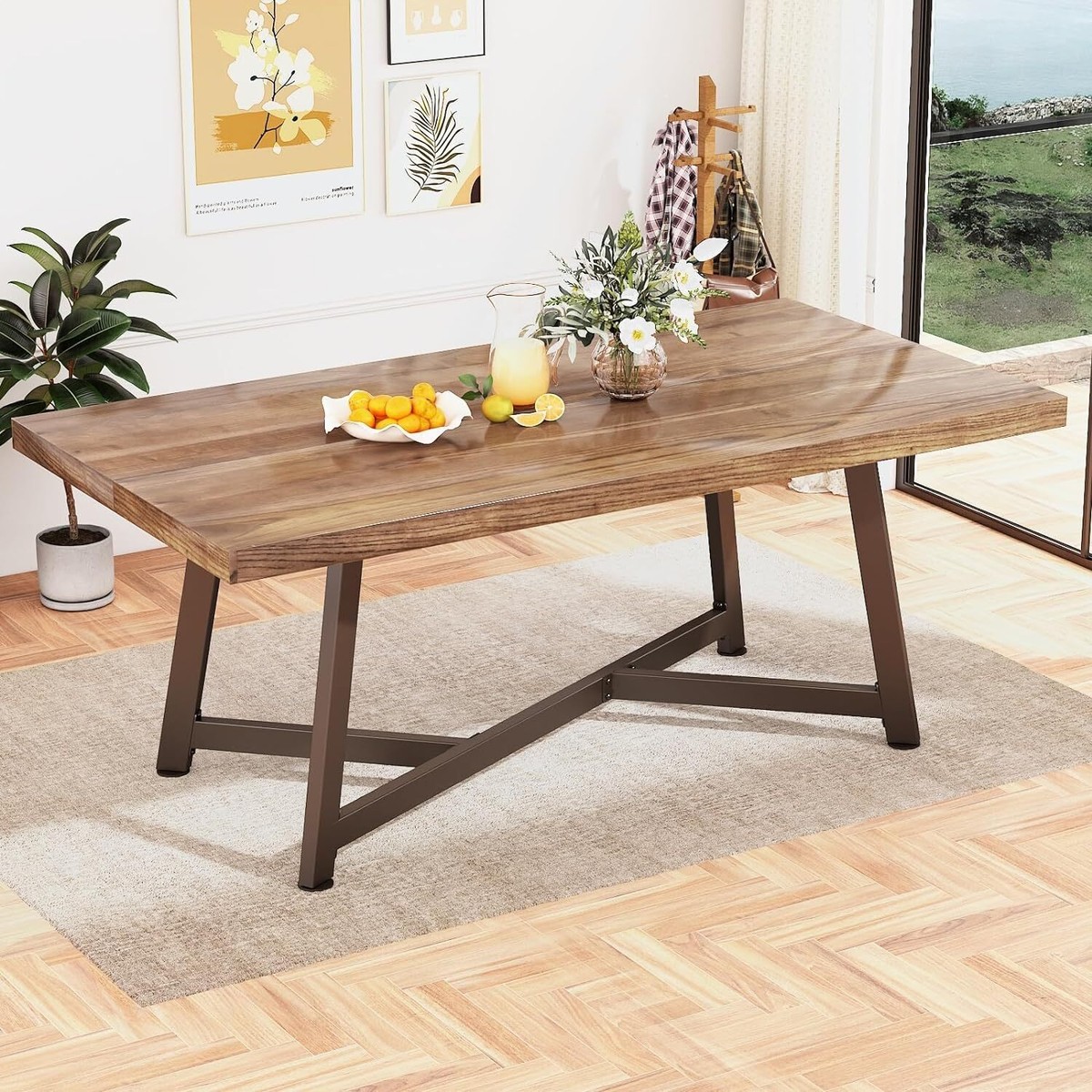 Solid Wood Farmhouse Tables 5 Piece Farmhouse Solid Wood Dining Table