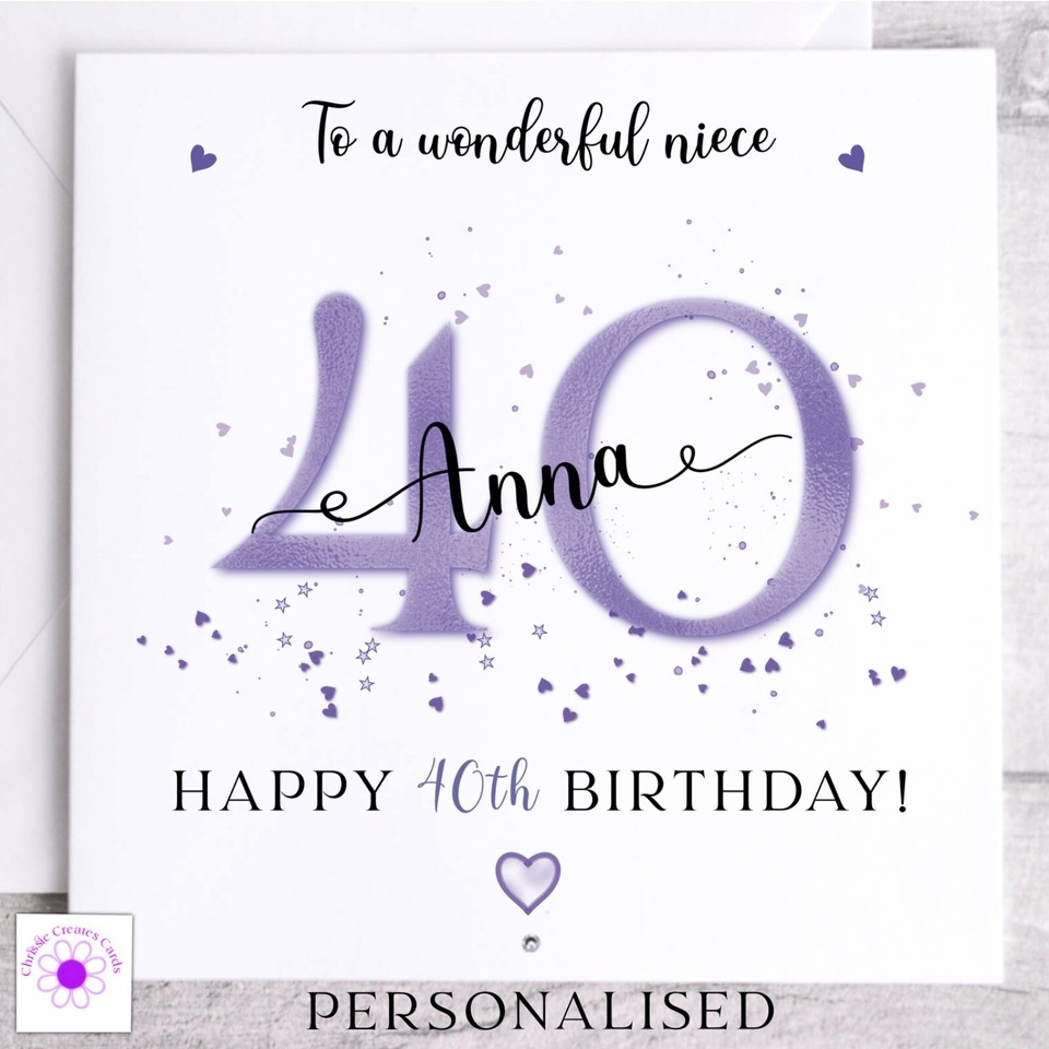 Personalised 40th Birthday Card Daughter Sister Niece Granddaughter ...