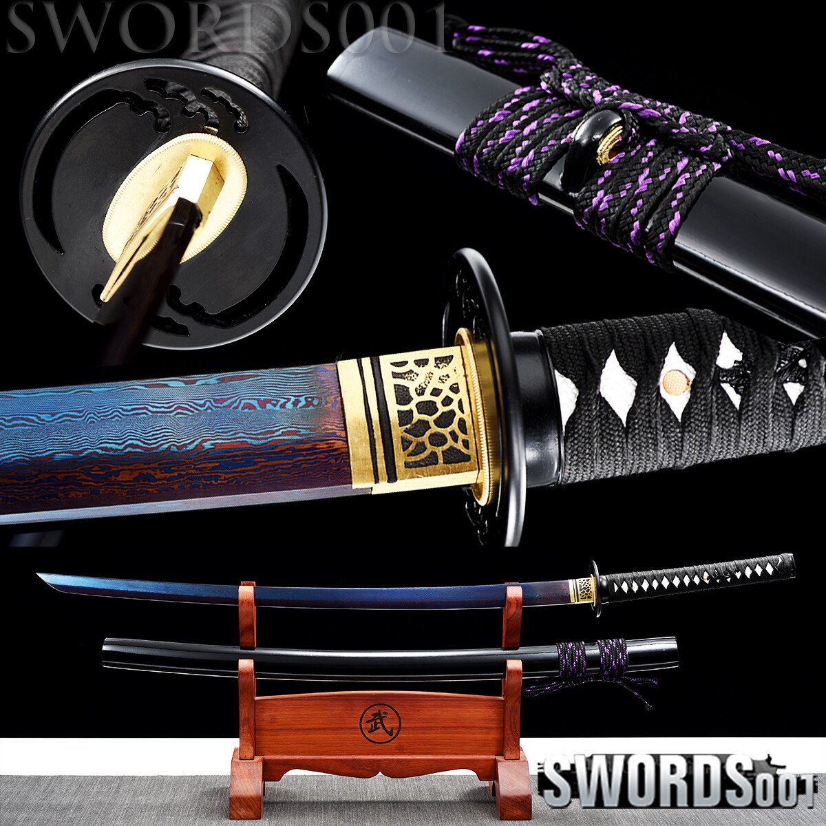 special blue REVERSED BLADE Japanese Samurai Katana Warrior Sword ...