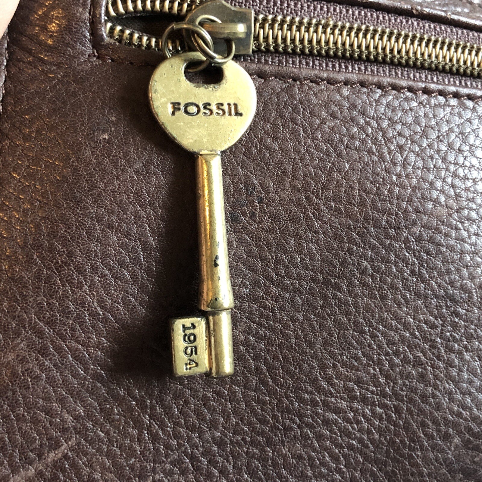 Fossil 1954 Key Crossbody Brown Soft Leather Messenge… - Gem