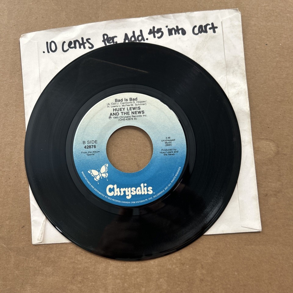 Huey Lewis And The News Power Of Love/Bad Is Bad 1985 Chrysalis 45 | eBay