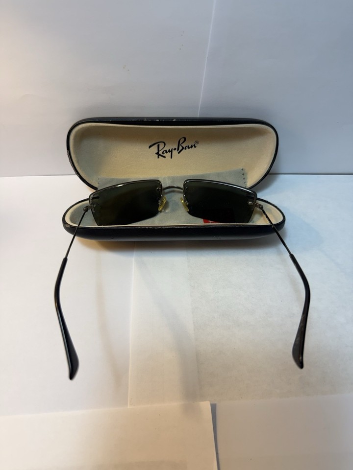 Ray-Ban RB3199 Rimless Rectangle Sunglasses 04/71 57mm Made Italy Case ...