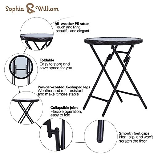 Outdoor End Table Folding Small Round Portable Bistro Coffee with ...