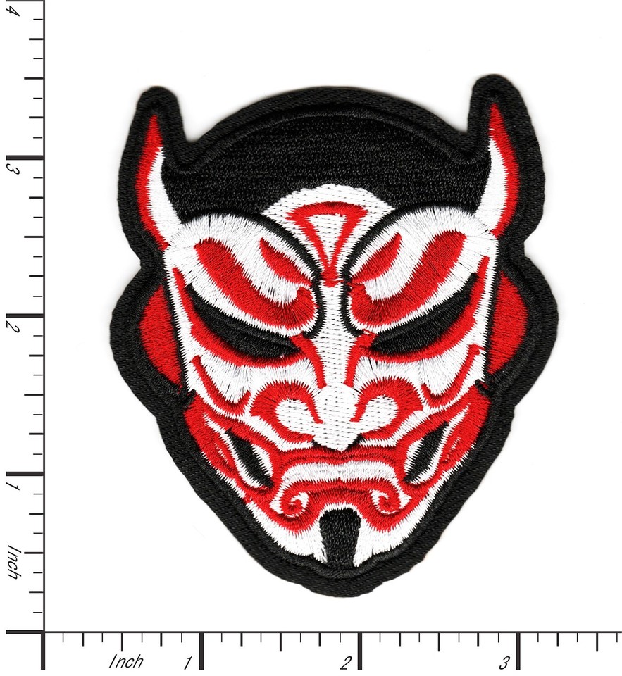 Japanese Oni Kabuki Hannya Demon Mask Iron-On Embroidered Patch ...