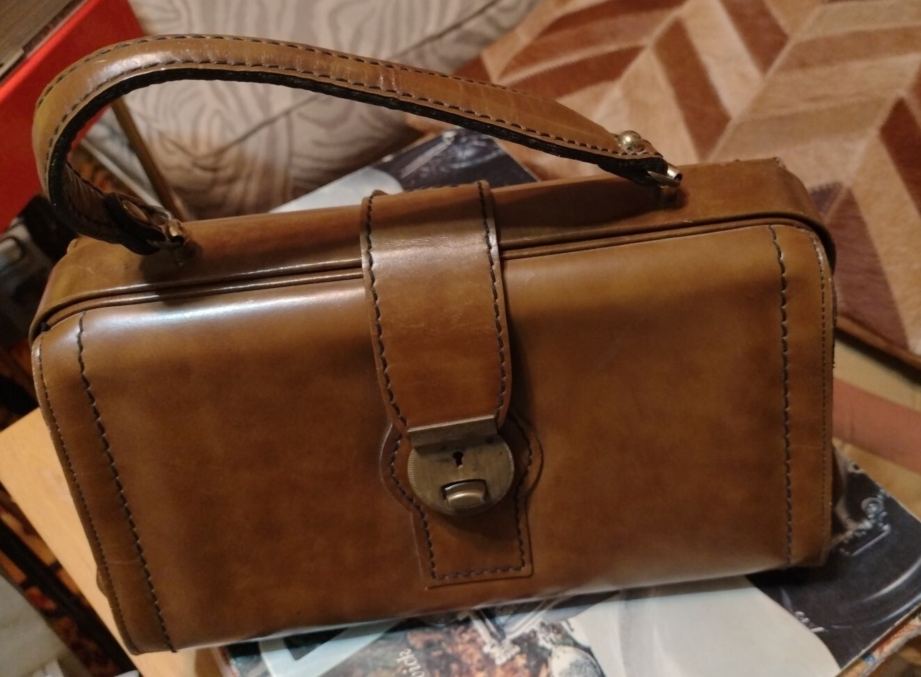 Vintage Ronay Brown Leather Doctors Bag Style Handbag Arm USA | eBay