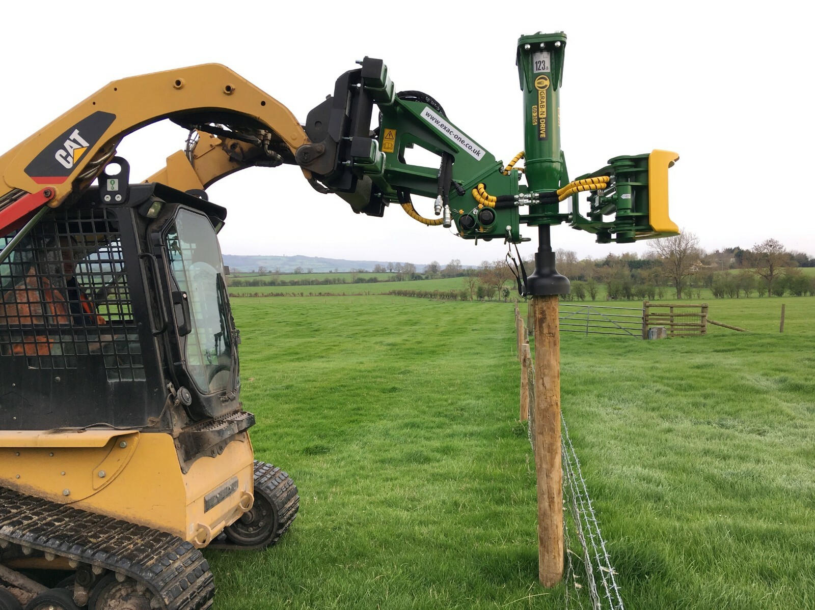 Grab-n-Drive fence post driver attachment model GD30S with log grapple ...