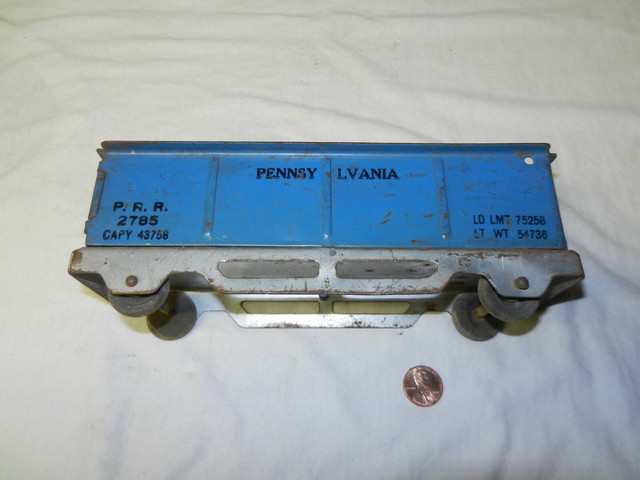 MARX STAMPED STEEL 2785 PRR PENNSYLVANIA FLOOR TOY TRAIN GONDOLA for ...