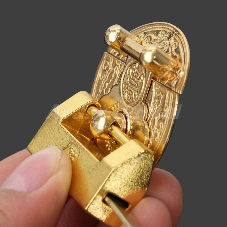 Set Chinese Brass Hardware Hinges Latch Jewelry Box Handle 12 Corners ...