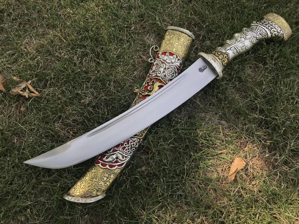 18''Tibetan Saber Short Knife Spring Steel Sharp KUNGFU Dao Sword ...