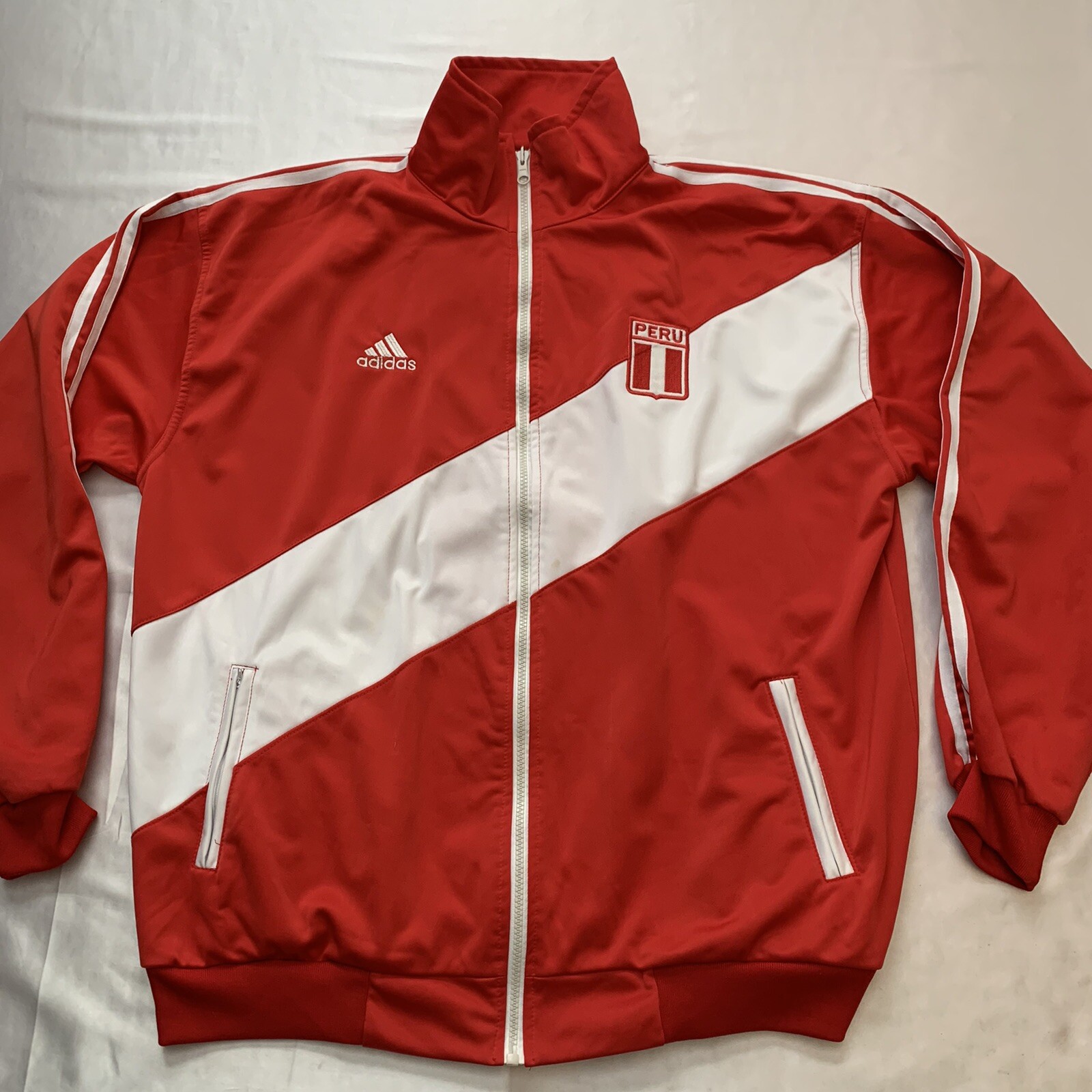 Adidas Peru Jacket Futbol Soccer Mens Large Red Sash … - Gem