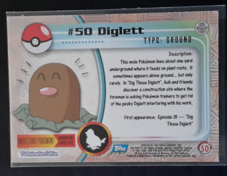 Diglett #50 - Pokémon Topps Series 1 - Blue Logo - NM/M | eBay Australia