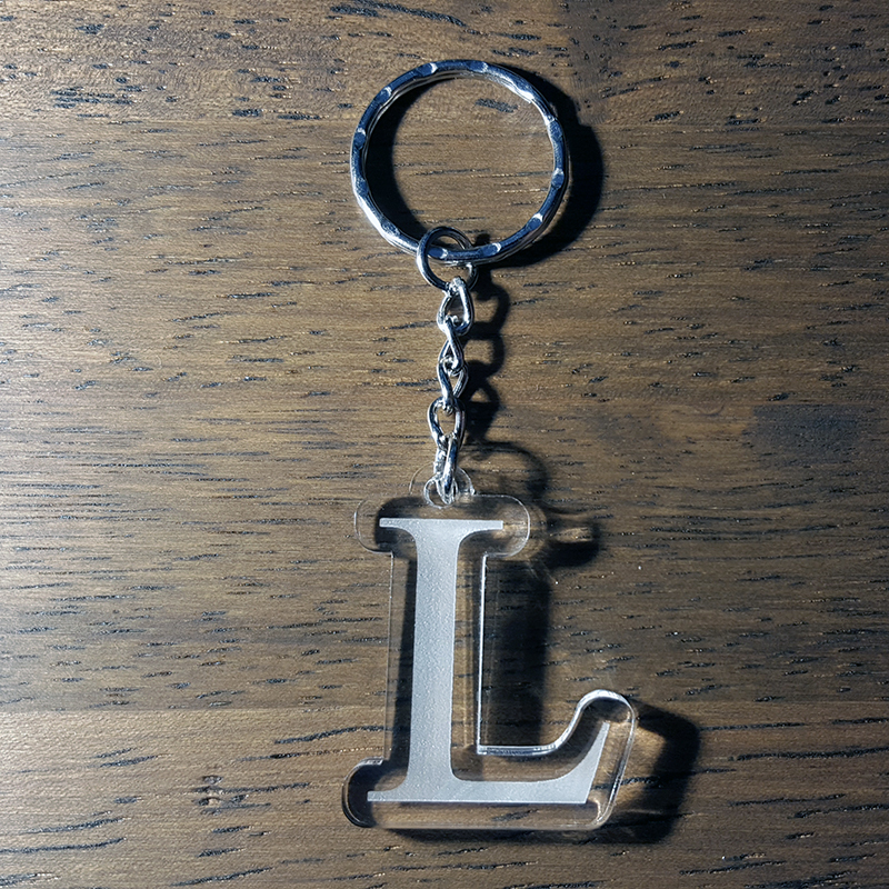 ALPHABET LETTER Initial KEYRING KEYCHAIN Laser Cut 5mm CRYSTAL CLEAR ...