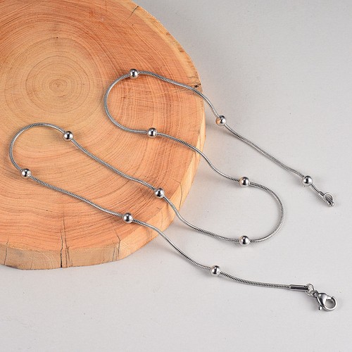 2PC Snake Round Bead Chain Multicolor Metallic Chains Necklace Jewelry ...