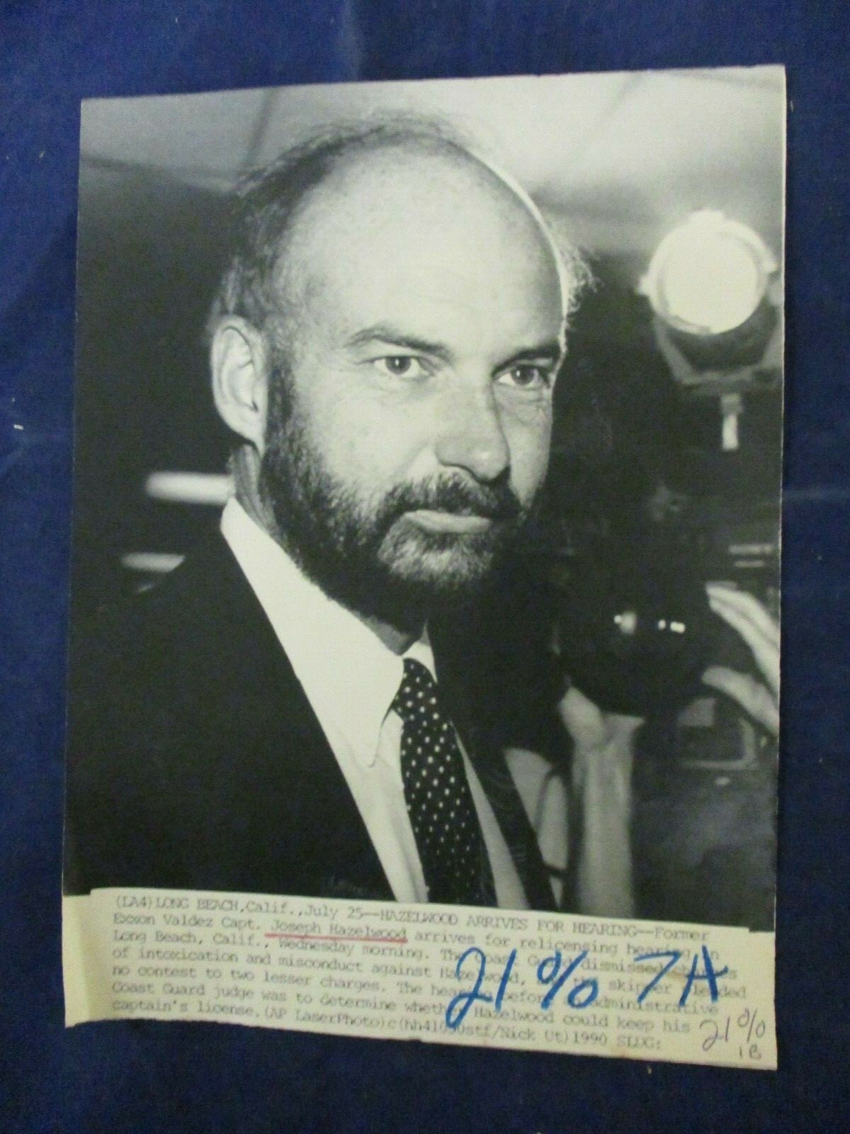 1990 Joseph Hazelwood Exxon Valdez spill captain LA Vintage Wire Press ...