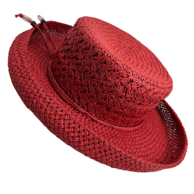 Red Berry Straw Curled Brim Hat O/S | eBay
