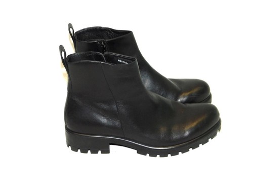 Ecco 40 9 9.5 Black Modtray Ankle Boots Leather Side Zip Lug Sole ...