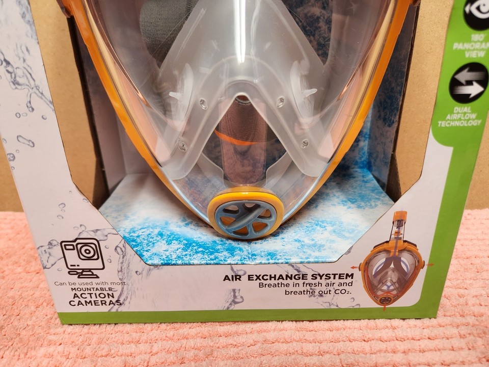 Dolfino Traverse Full Face Snorkel Mask w/ Air Exchange System Adult Sz ...