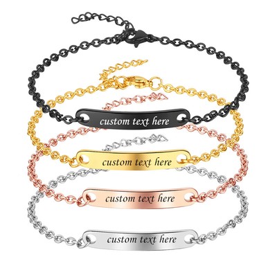 Womens Girls Polished Stainless Steel FREE ENGRAVING Custom ID Chain ...