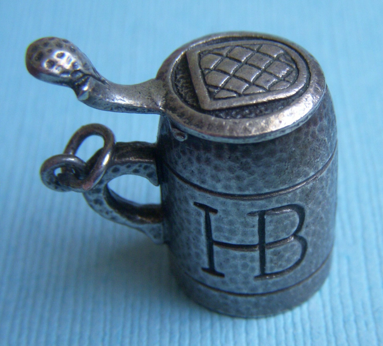 Vintage large movable Hofbrauhaus HB beer stein silve… - Gem