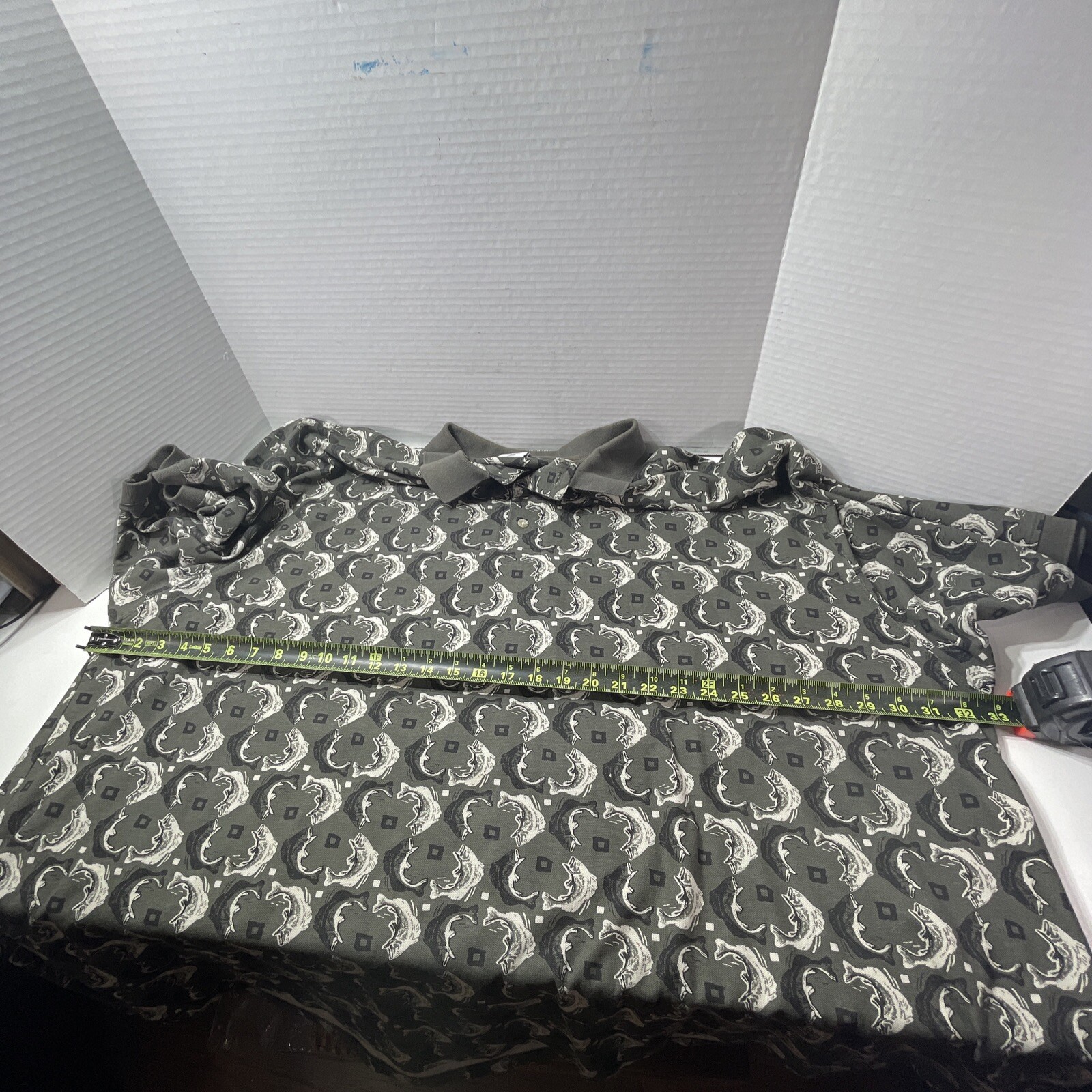 MINT Columbia Polo Shirt Mens Size 5XB Fish Pattern Short Sleeve Cotton ...