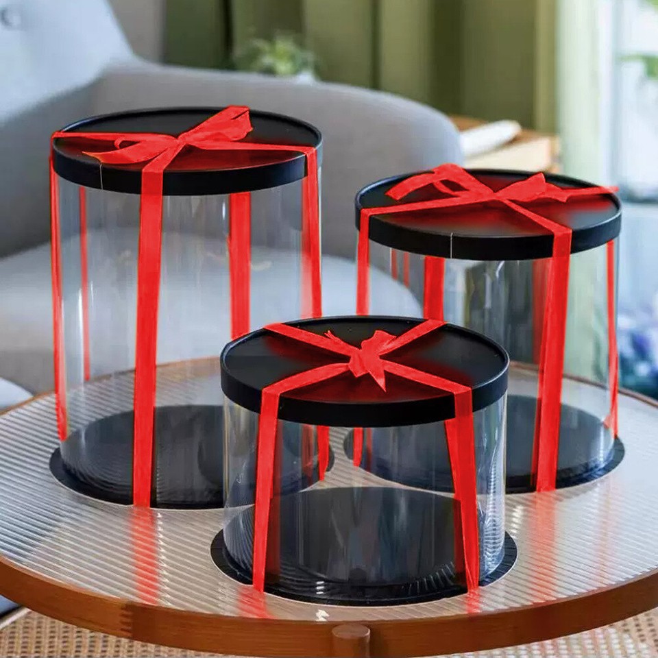 Large Clear PVC Gift Cake Boxes Present Packaging Transparent Box ...