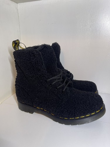 New Doc Dr Martens 1460 Pascal Faux Shearling Lace Up Boots Black Women ...