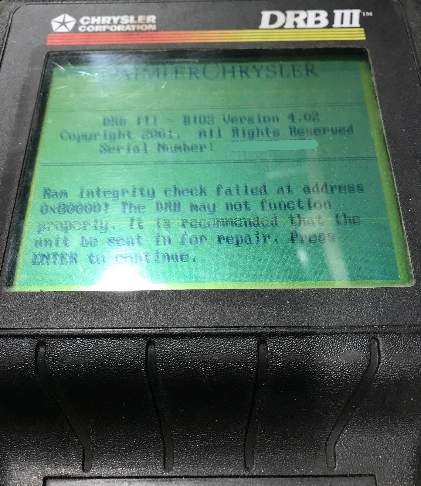 **REPAIR EVALUATION ONLY** Chrysler CH 8515 DRB III Multifuction PEP ...